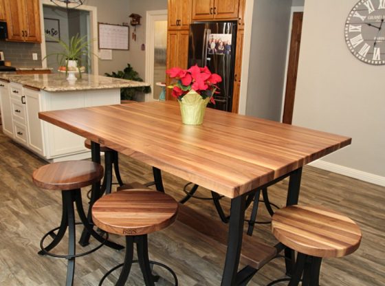 John Boos Foundry Collection Table + Stools: Host Family & Friends In ...