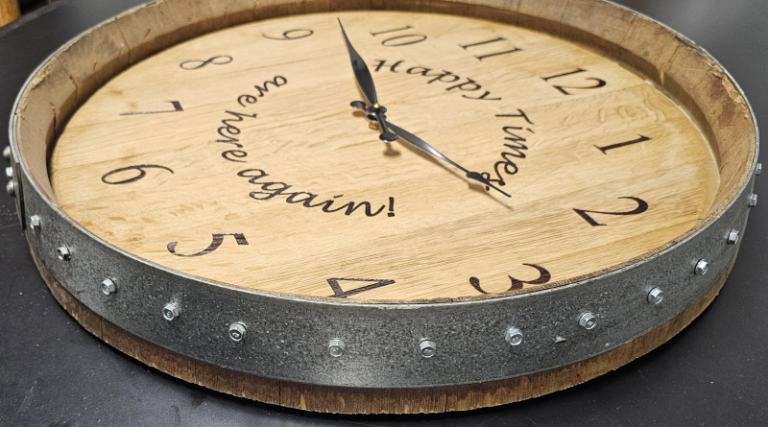 Barrel-Art: Barrel Head Wall Clock Review + Giveaway | Emily Reviews